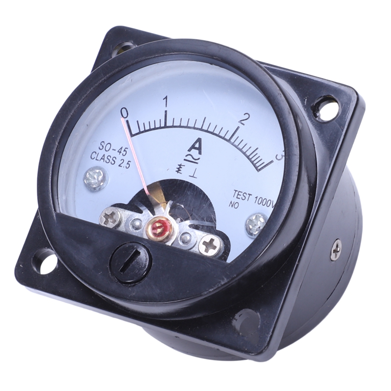 AC 0-3A Round Analog Panel Meter Current Measuring Ammeter Gauge Black ...