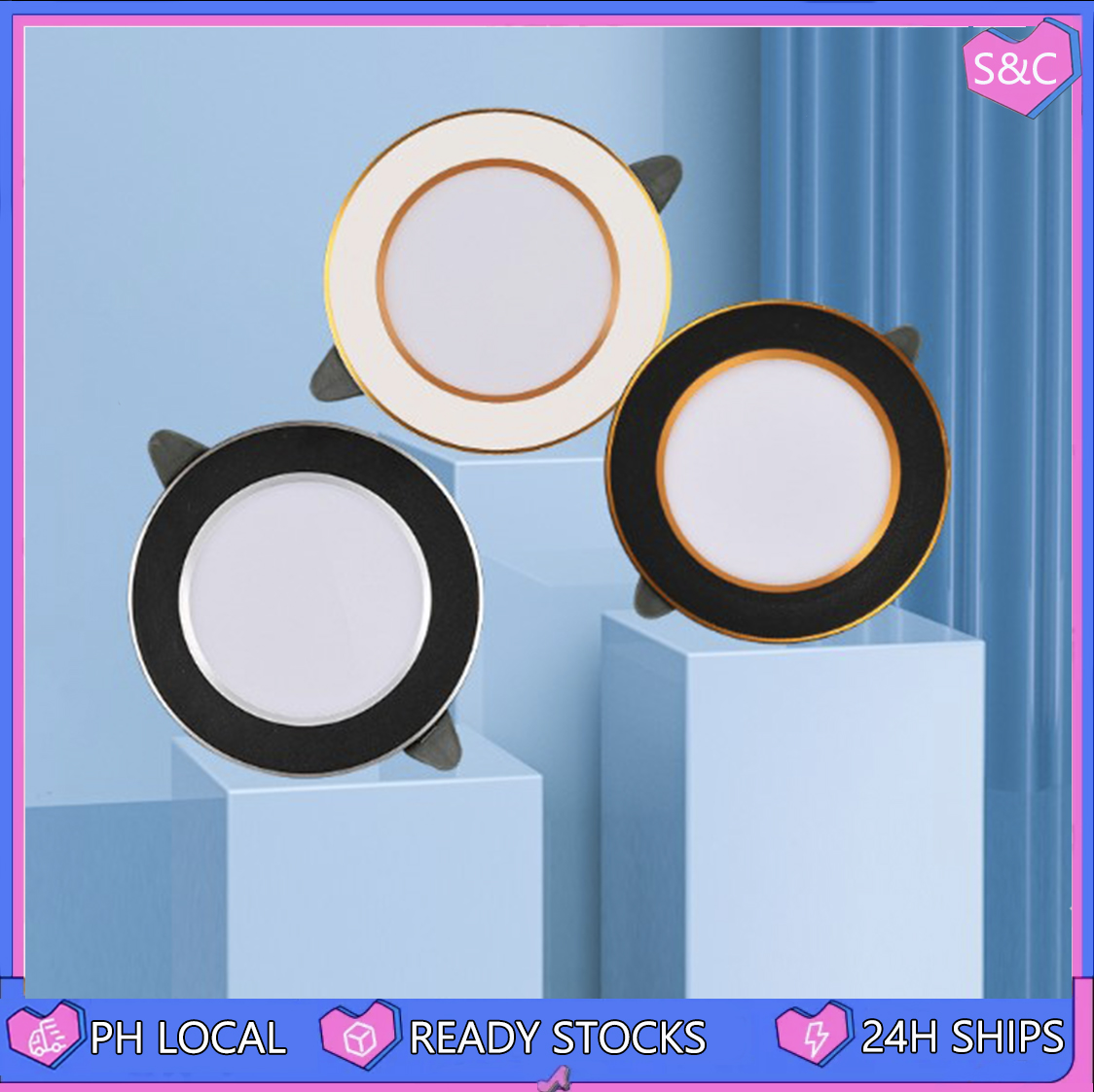 3 Colors LED Ceiling Light Recessed Downlight 220V 5W Pin Lights For ...