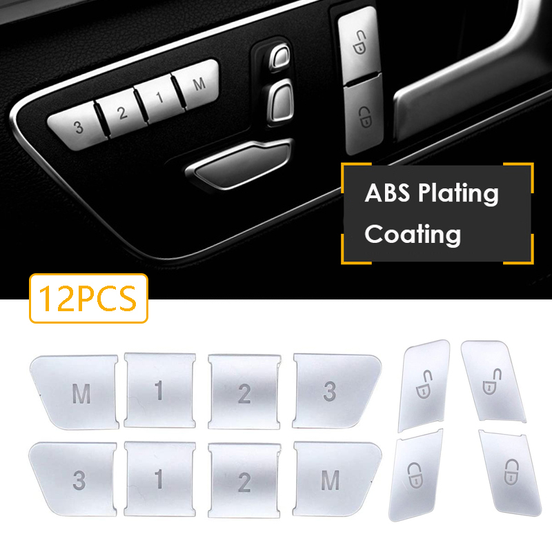 12Pcs Car Door Seat Memory Lock Buttons Covers Stickers for Mercedes ...