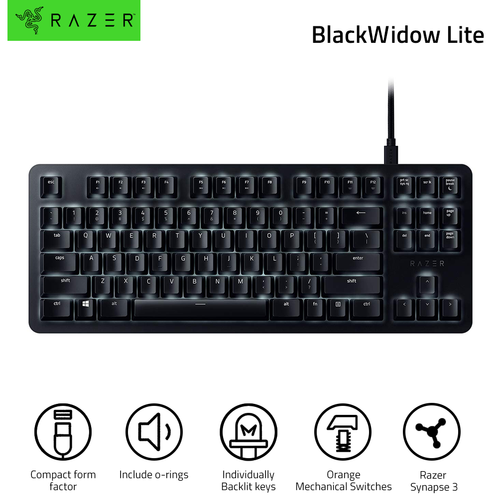 RAZER BlackWidow Lite Silent and Compact Keyboard True White LED ...