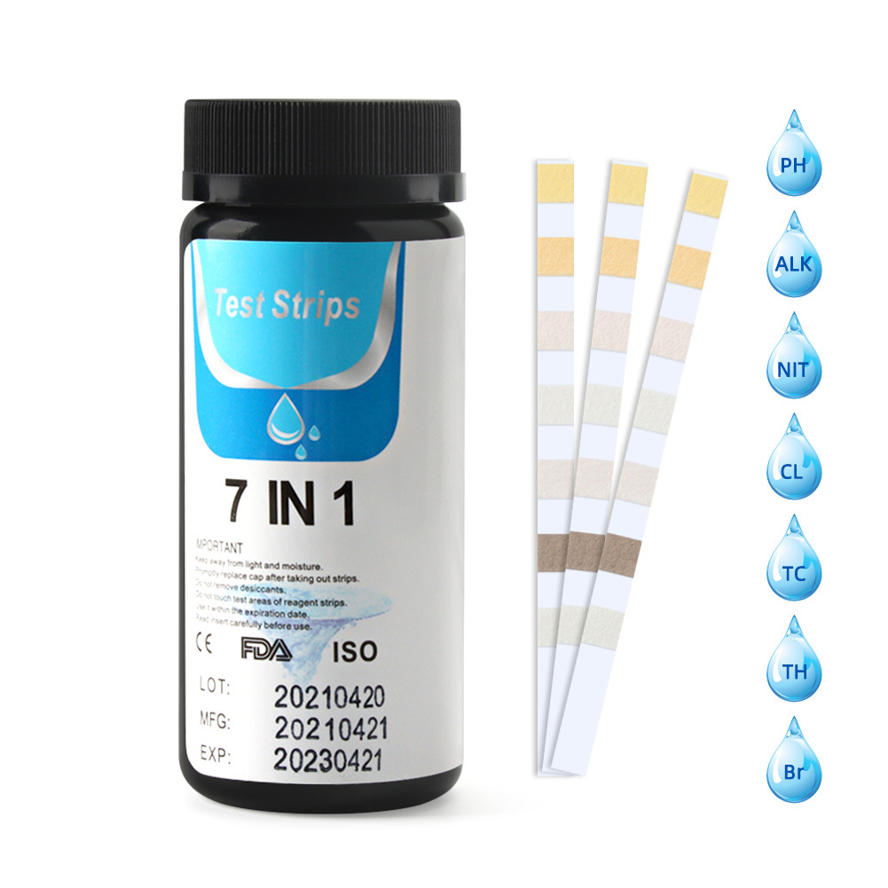 50PCS 7 In 1 Aquarium Test Strips PH Alkalinity Nitrite chlorine ...