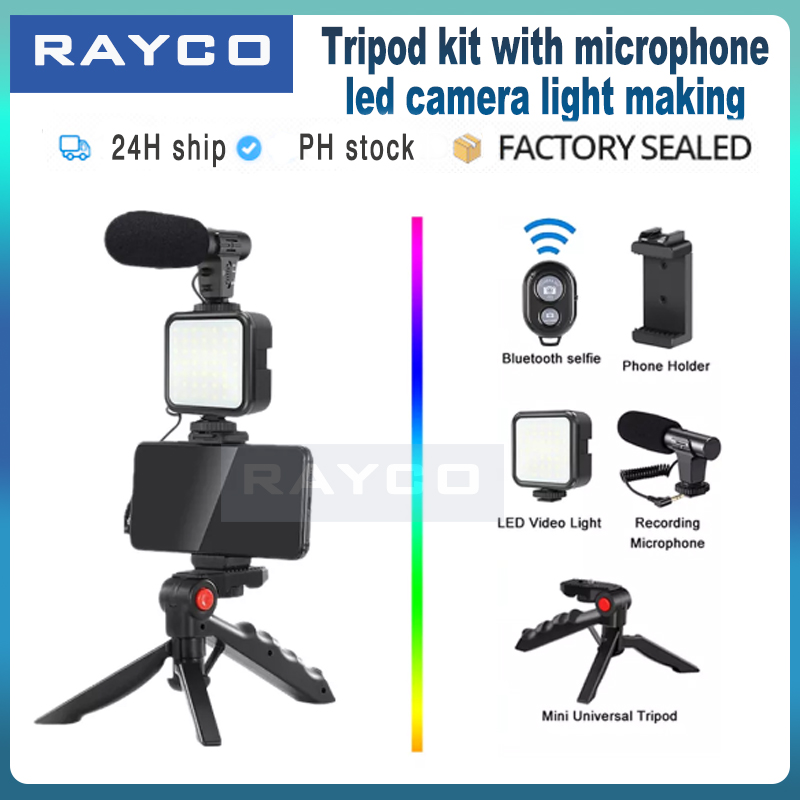 RAYCO Video Making Kit with Table Tripod Phone Holder with Microphone ...