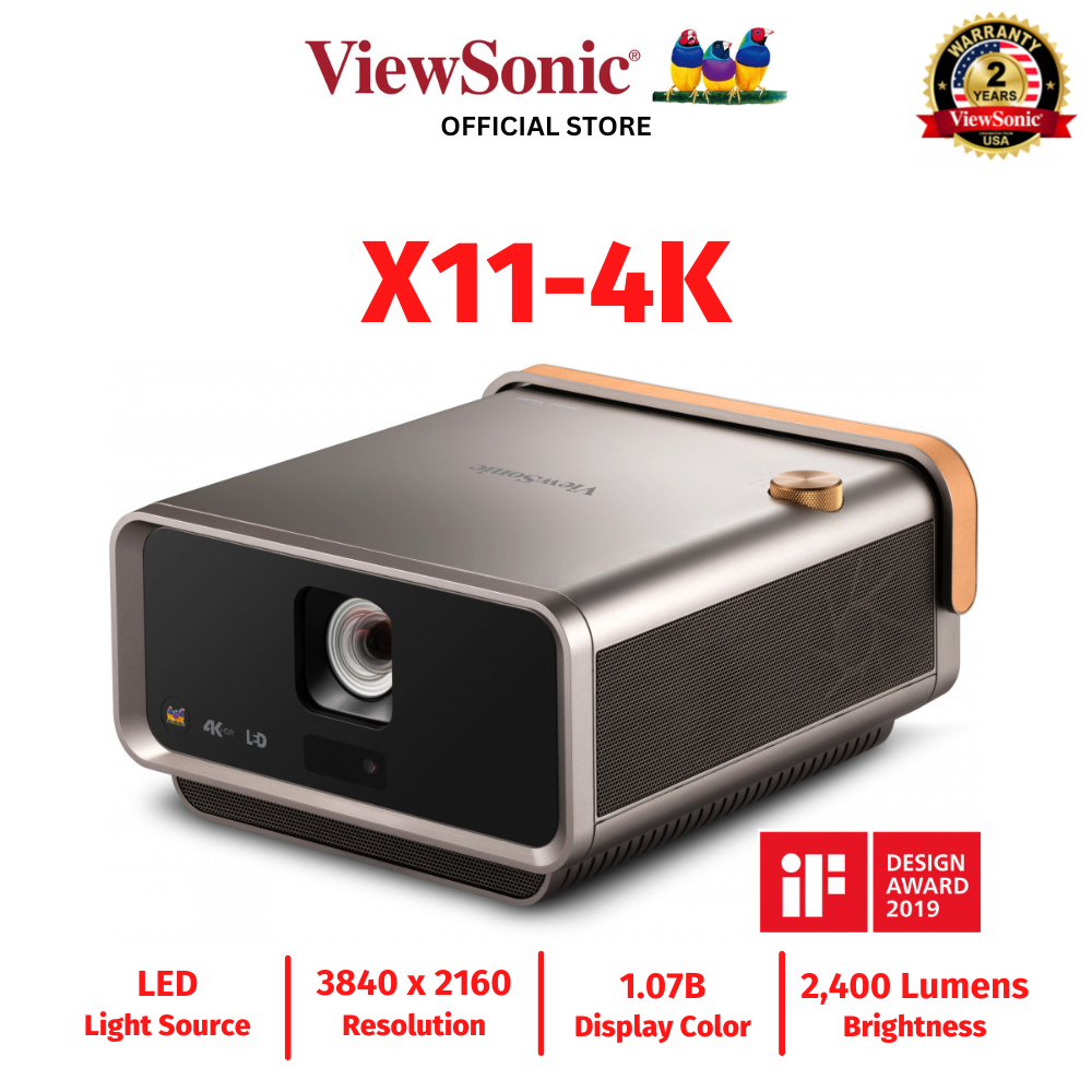 ViewSonic X11-4K 2,400 Lumens 4K HDR Short Throw Smart Portable LED ...