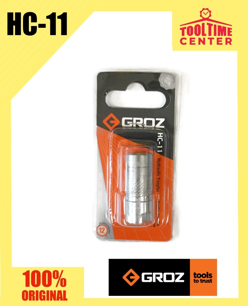 Groz Professional 4 Jaw Coupler for Grease Hose Model: HC/14/4/N (with Hex Nut), HC/11/4/N ...