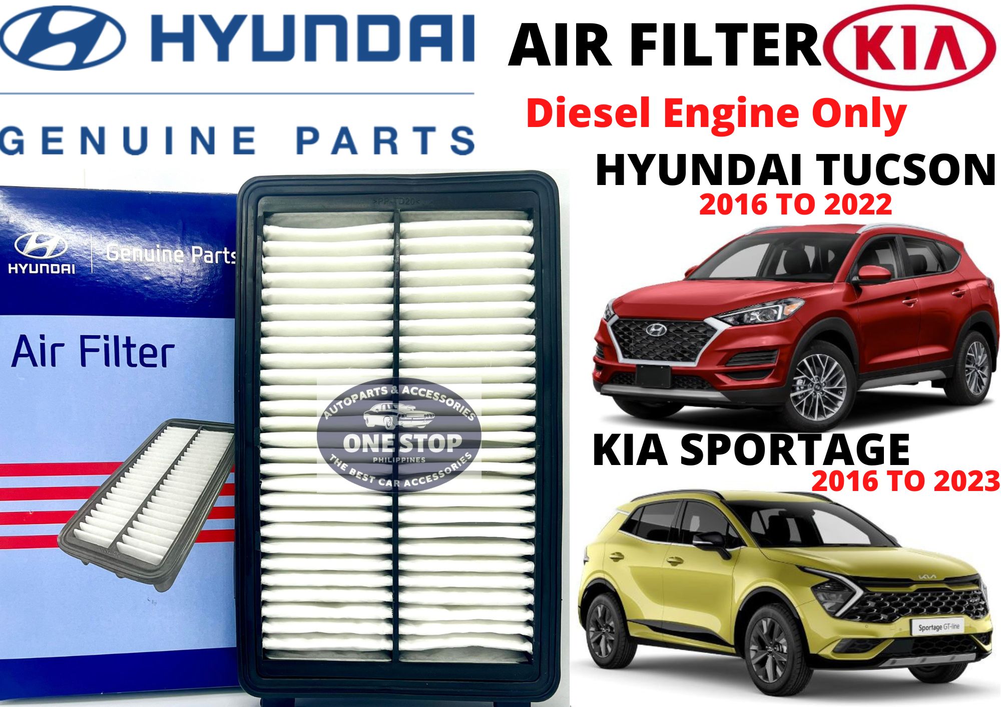 HYUNDAI AIR FILTER FOR TUCSON 2016 TO 2022 AND KIA SPORTAGE 2016 TO ...