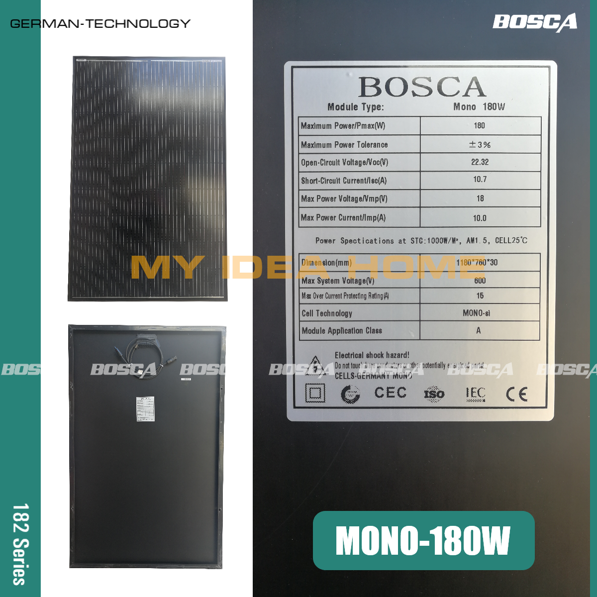 BOSCA 5 Year Warranty Monocrystalline Solar Panel MONO 60W / 120W ...