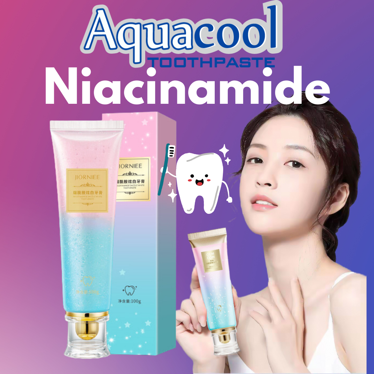 AQUACOOL Niacinamide Toothpaste Whitening Teeth Cleaning Removes Stains ...