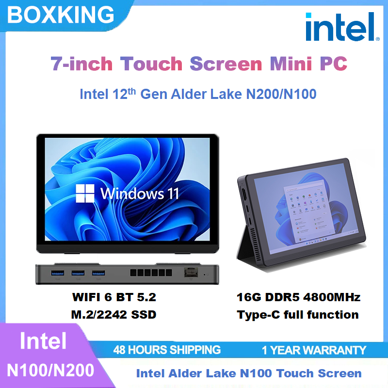 7 inch Alder Lake N200/N100 Touch Screen Mini PC Windows 11 LPDDR5 ...