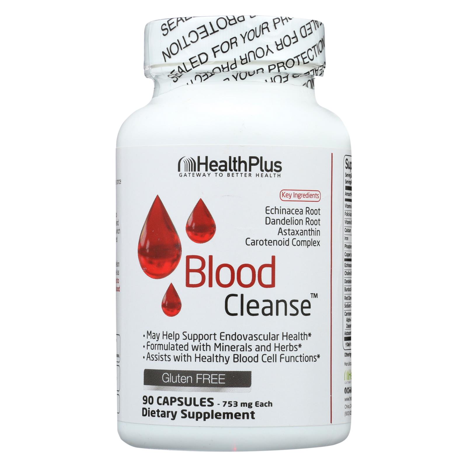 Health Plus Blood Cleanse - 645mg 90 Capsules Gluten Free -Exp. Nov ...