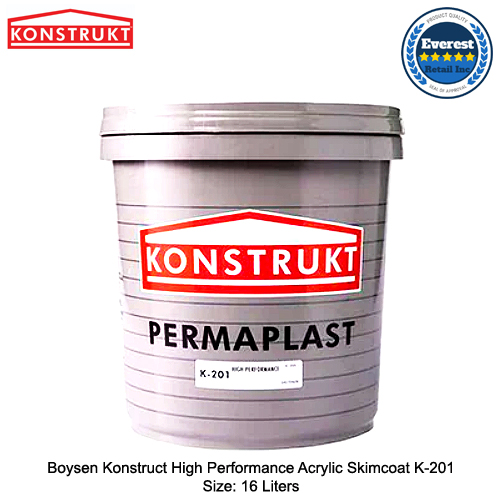 Boysen Konstrukt Permaplast High Performance Acrylic Skimcoat K-201 - 4 Liters / 16 Liters ...