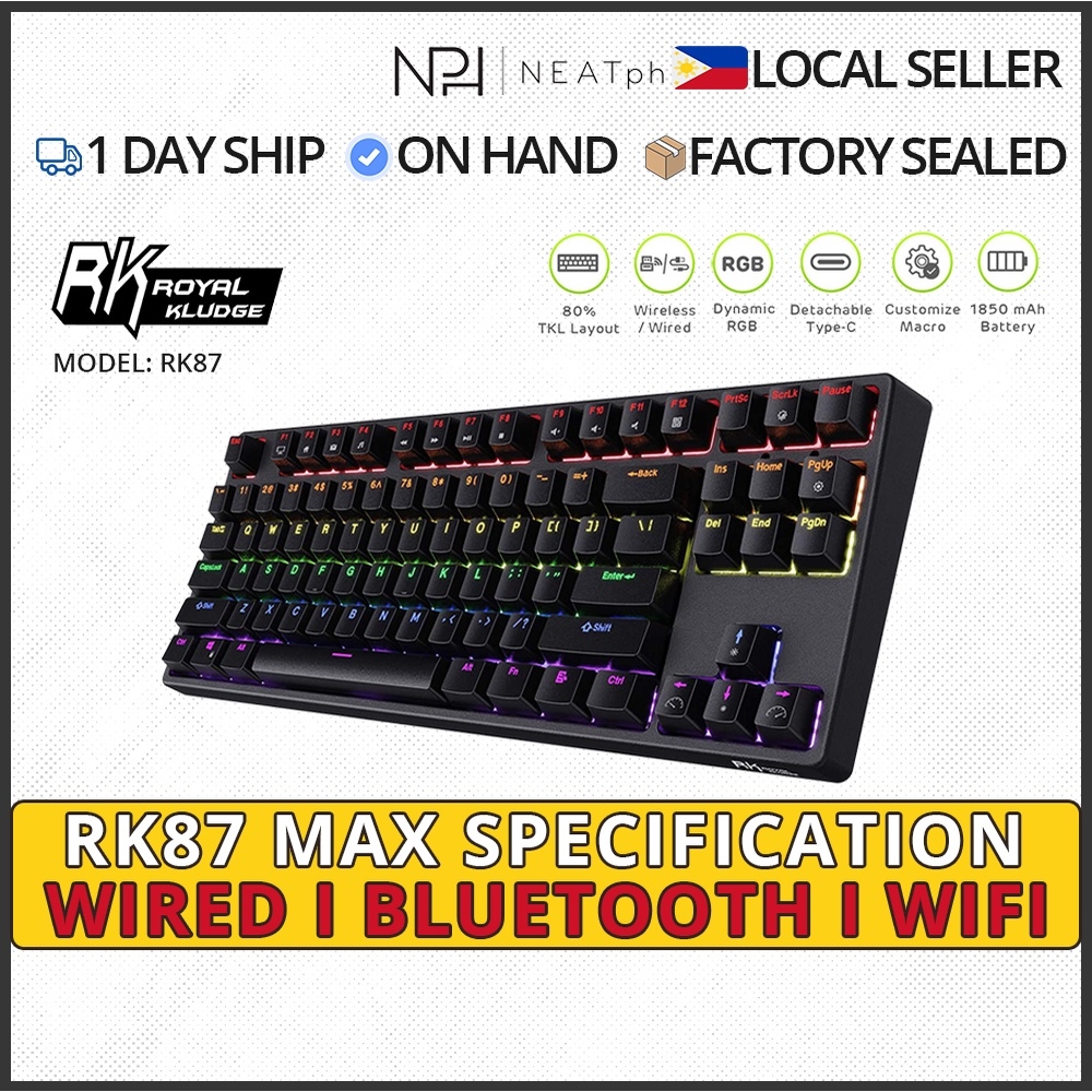 ROYAL KLUDGE RK87 RGB 80 Mechanical Keyboard Trimode TKL | Lazada PH