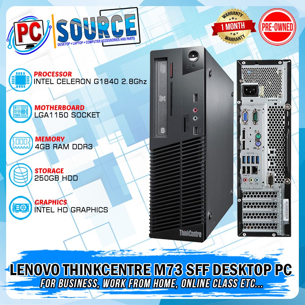 Lenovo ThinkCentre M73 Slim Desktop | In Celeron G1840, 4GB DDR3 RAM ...