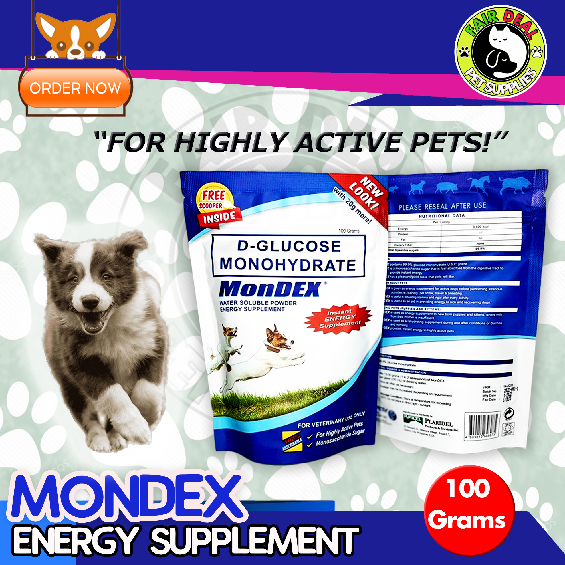 MonDex Energy Supplement Dextrose Powder for Dogs and Cats (NEW ...