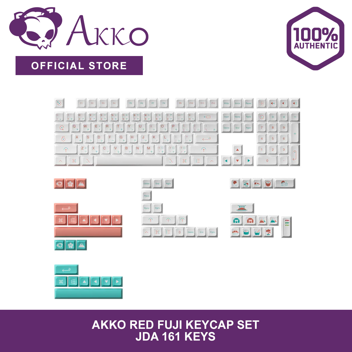 Akko Red Fuji Keycap Set JDA 161 Keys | Lazada PH