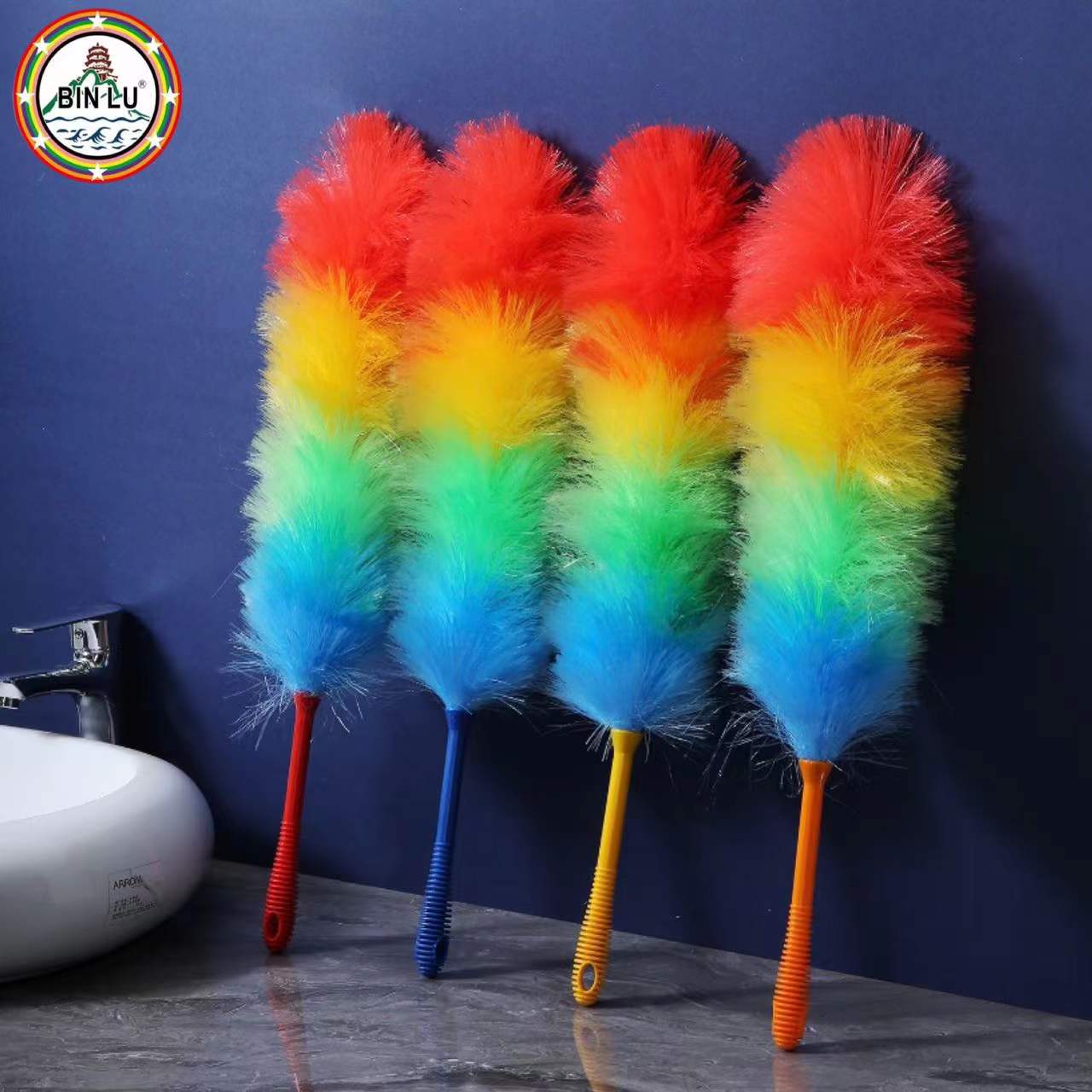Rainbow feather duster,multicolor dust cleaner,electrostatic duster ...