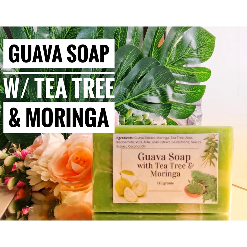 GUAVA SOAP w/ TEA TREE & MORINGA, Gluta,Aloe,Niacinamide, VCO,Sakura ...