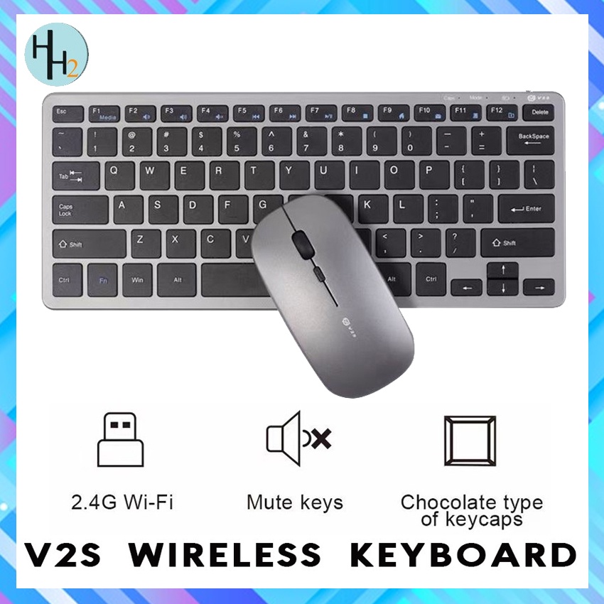 V2S KM-600 Portable Mini 2.4GHz Wireless Keyboard & Mouse Combo Slim ...