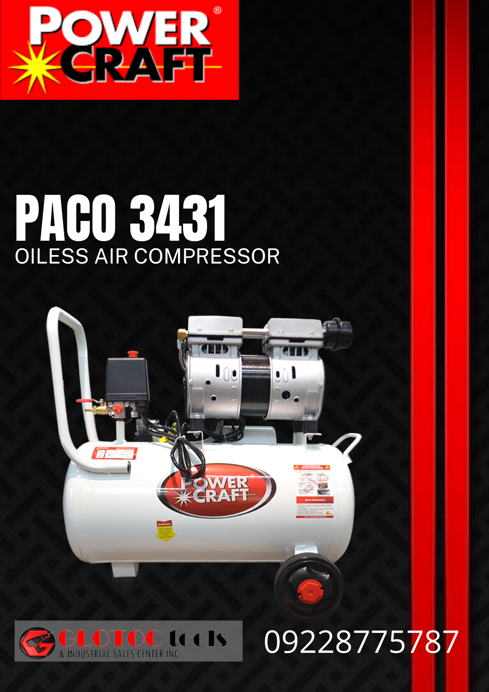 POWERCRAFT Oiless Air Compressor PACO 3430/3431 | Lazada PH
