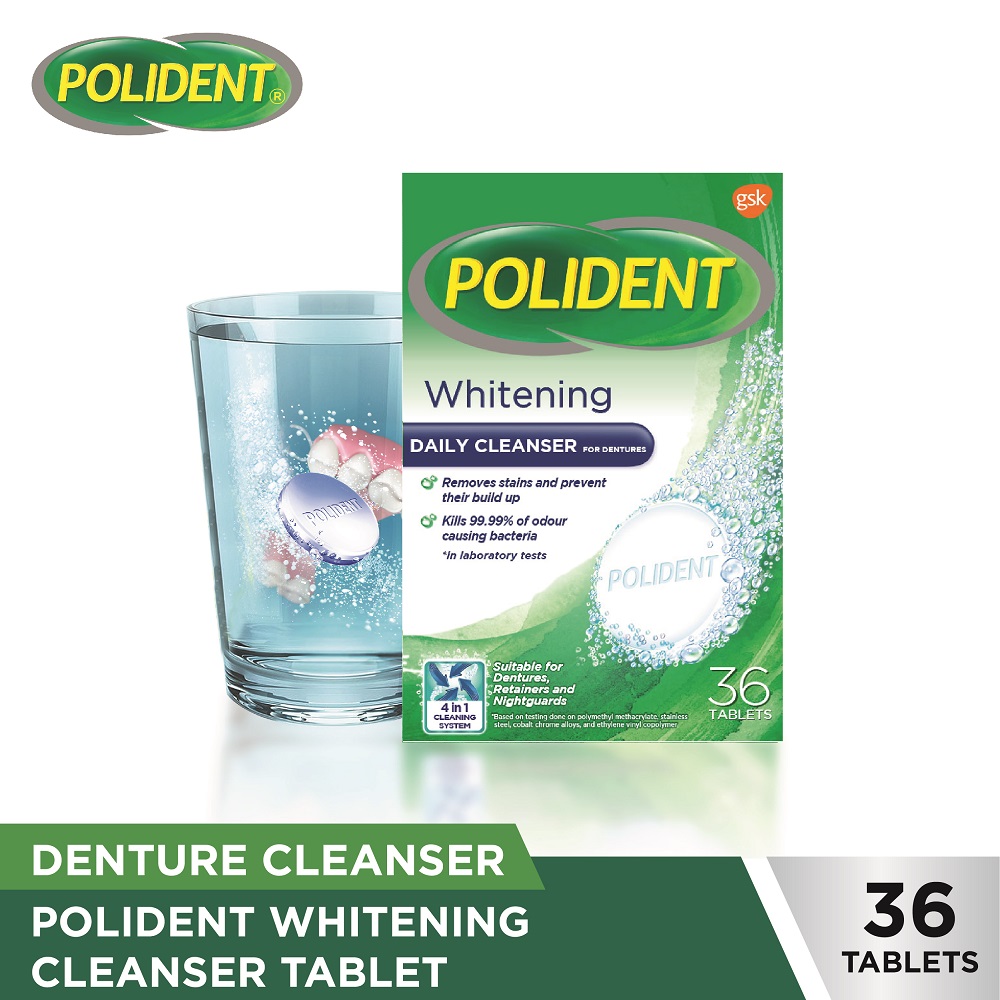 POLIDENT Whitening Daily Cleanser for Dentures 36 Tablets | Lazada PH