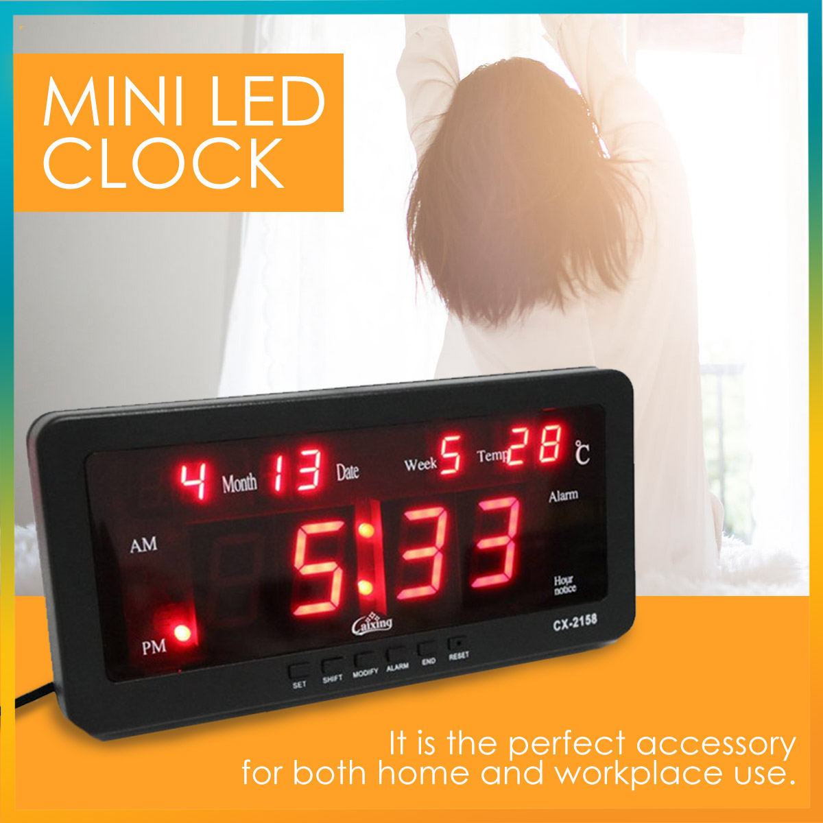 Mini LED Clock Caixing Digital Alarm Clock Silent Alarm Clock Voice ...
