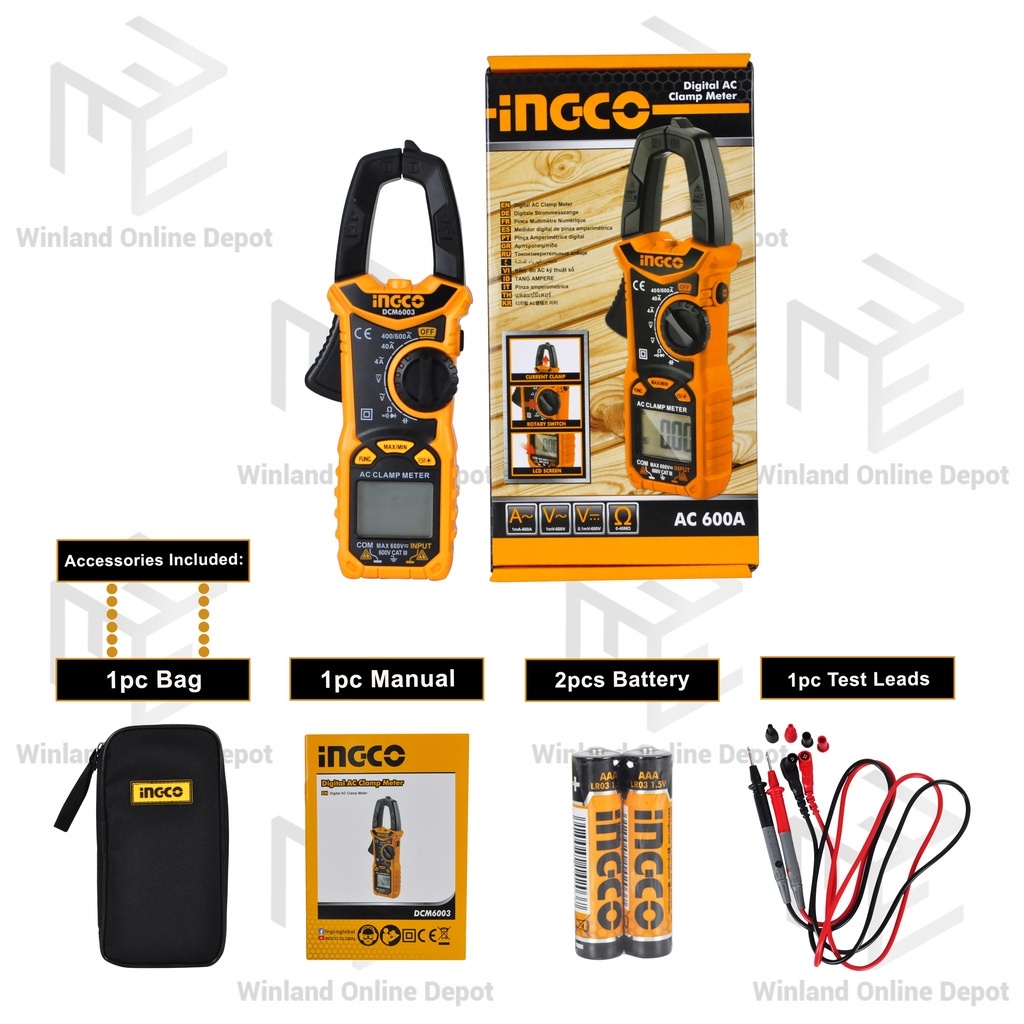 INGCO by Winland TRUE RMS Digital Clamp Meter Multimeter Multi Tester w ...