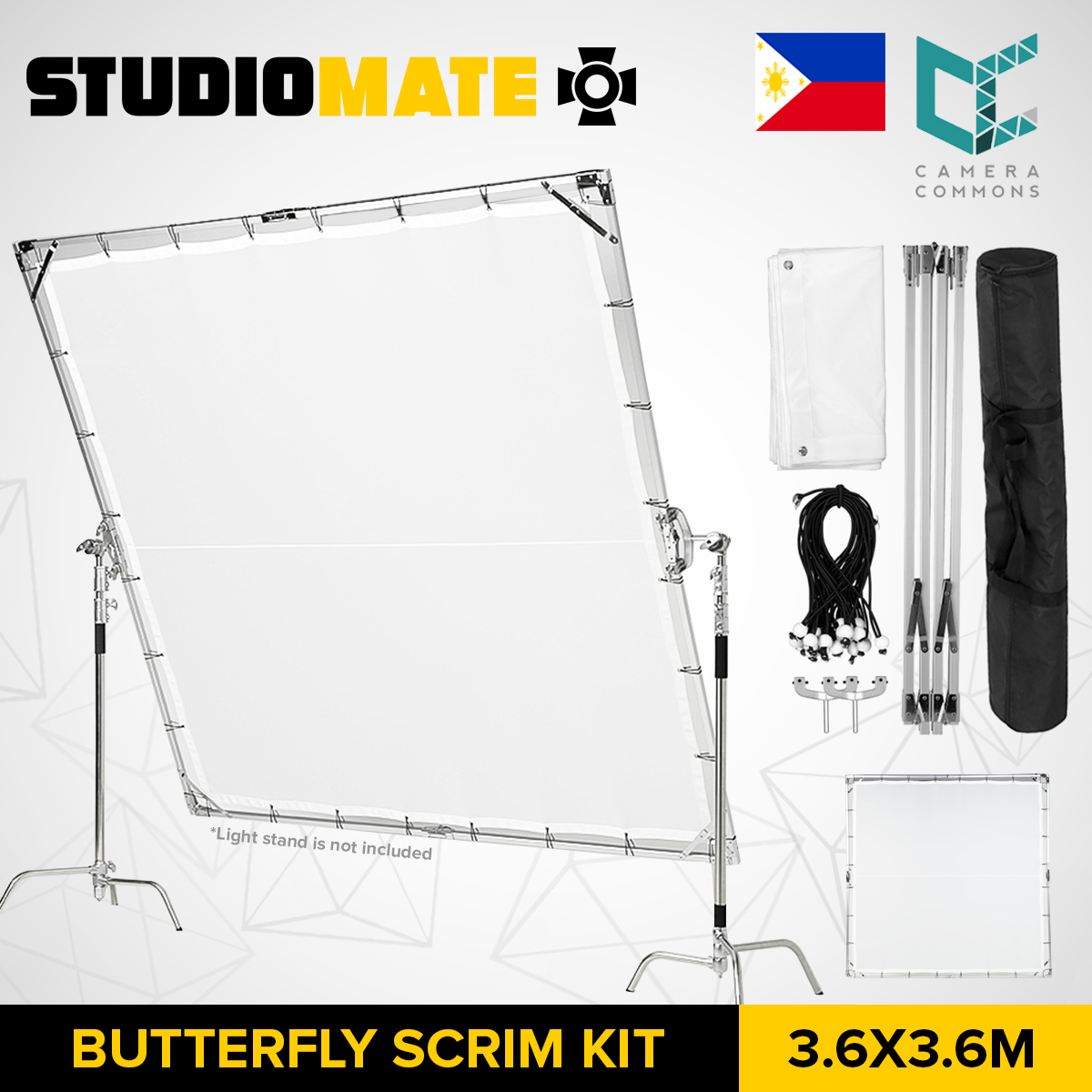 STUDIOMATE SM51 3.6x3.6m Butterfly Scrim Kit with Cloth for Studio ...