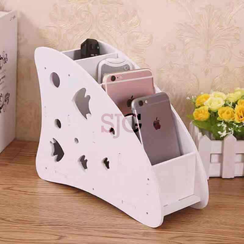 Creative wood mobile phone holder remote control holder storage box ...