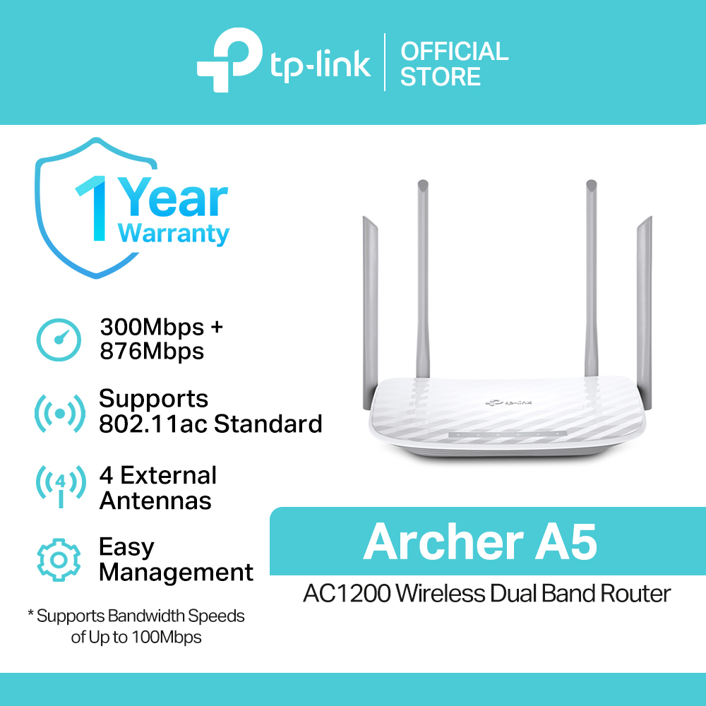 TP-Link Archer A5 AC1200 Wireless Dual Band Wi-Fi Router | 2.4GHz ...
