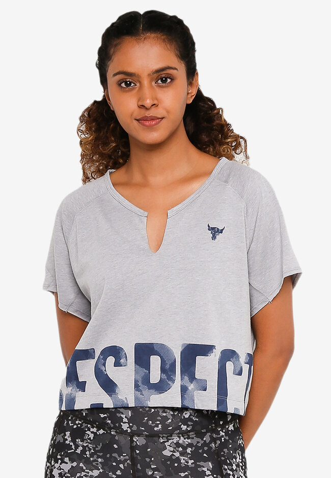 Under Armour Project Rock Respect T-Shirt for Women - Steel Light ...