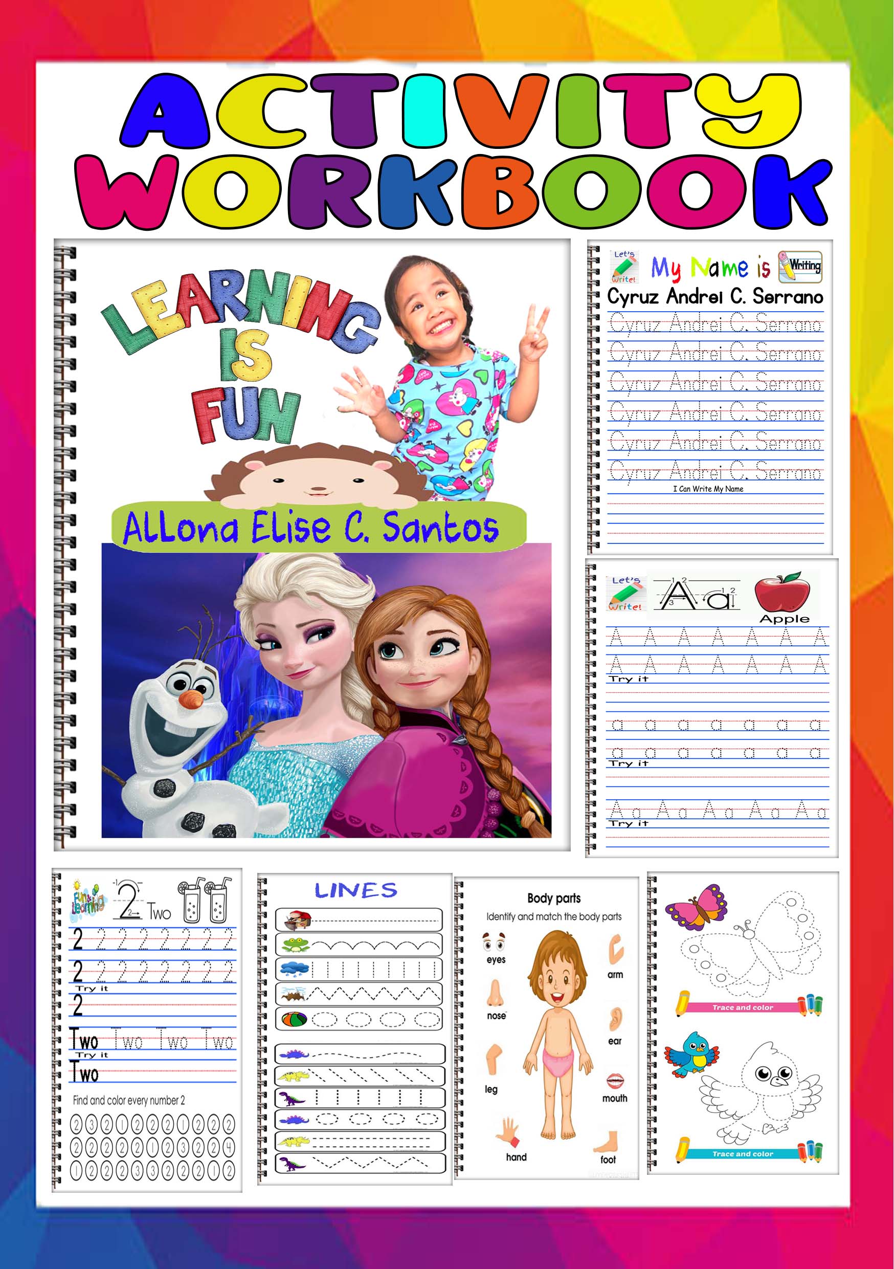 CUSTOMIZED WORKBOOK ACTIVITY FOR KIDS 60 PAGES TRACING NAMA ALPHABET ...