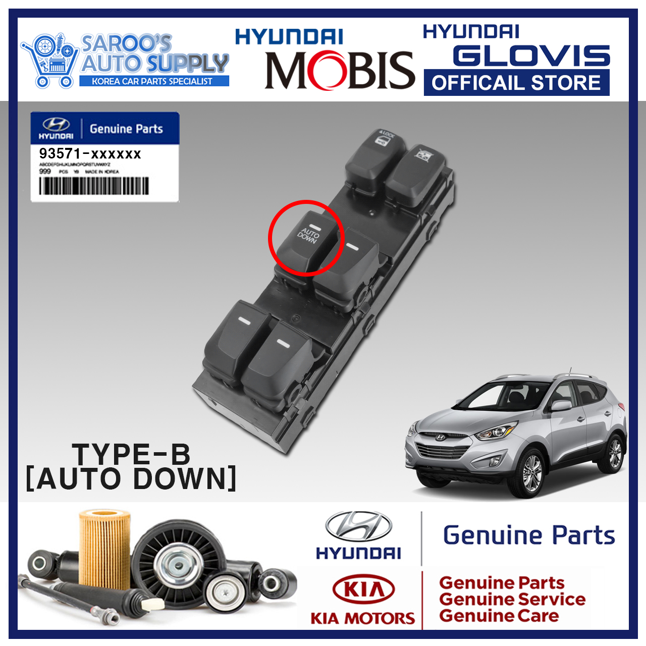 [Genuine] Power Window Switch For Hyundai Tucson , 2010-2015 , Original ...