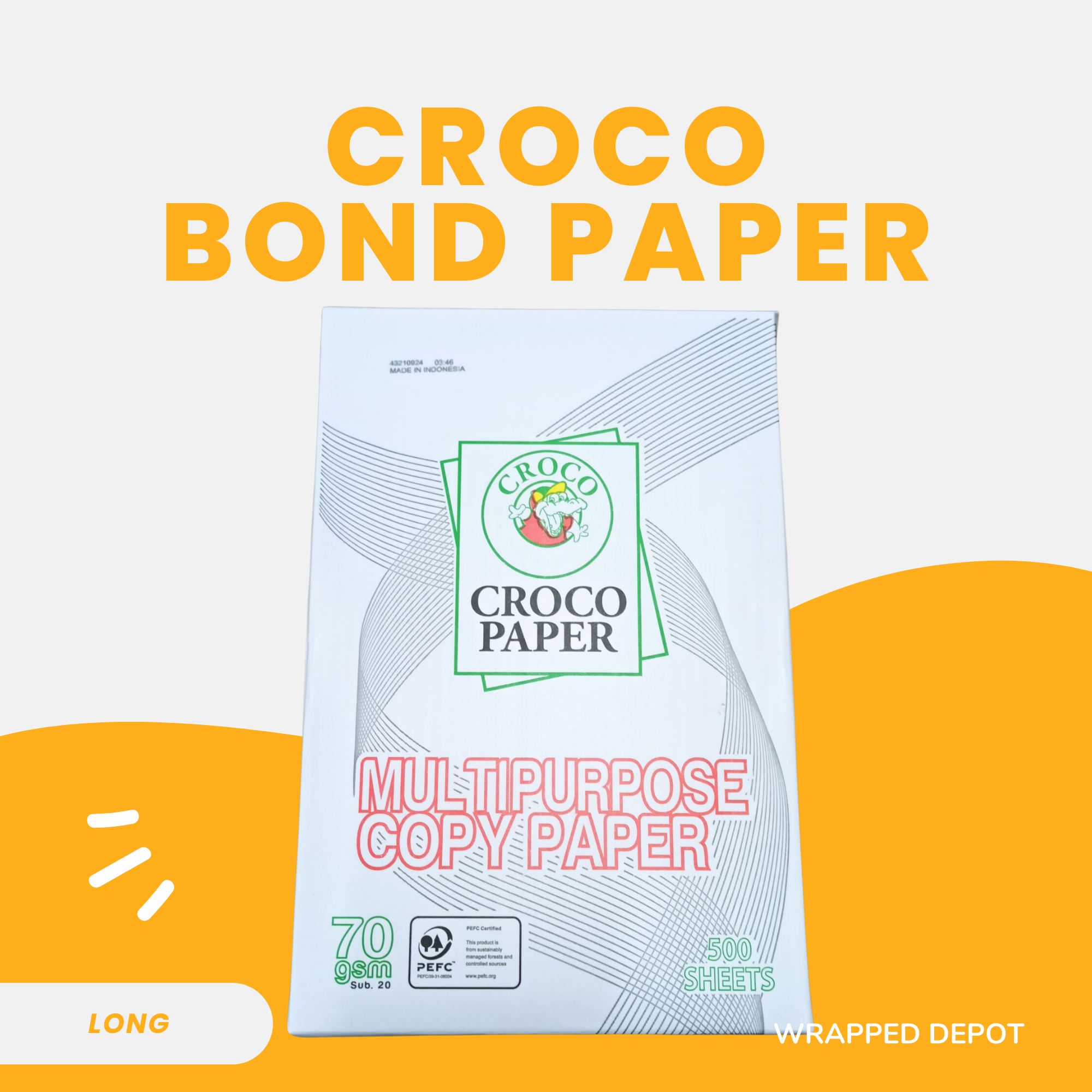 CROCO BRAND BOND PAPER 70GSM SUB 20 | SHORT | A4 | LONG | 500 SHEETS ...