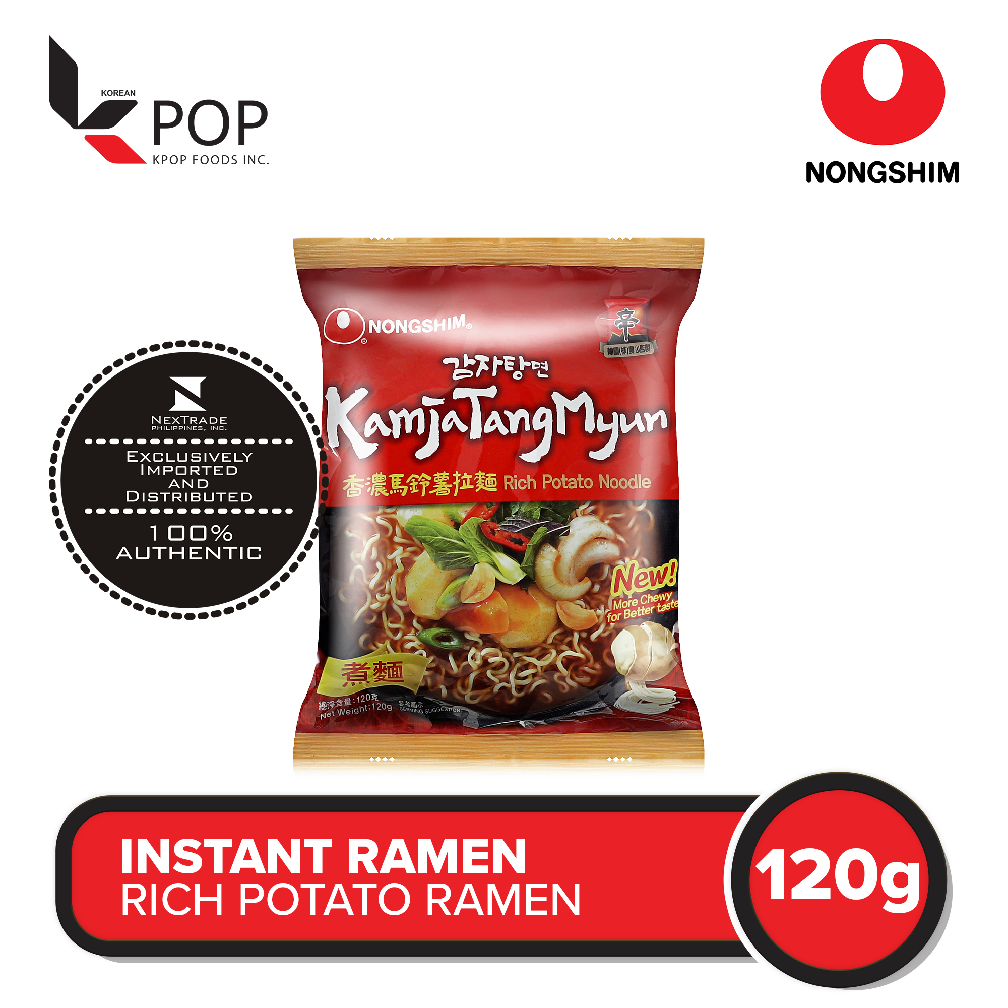 Nongshim KamJaTangMyun Mild Spicy Rich Potato Ramyun Noodle 120g ...