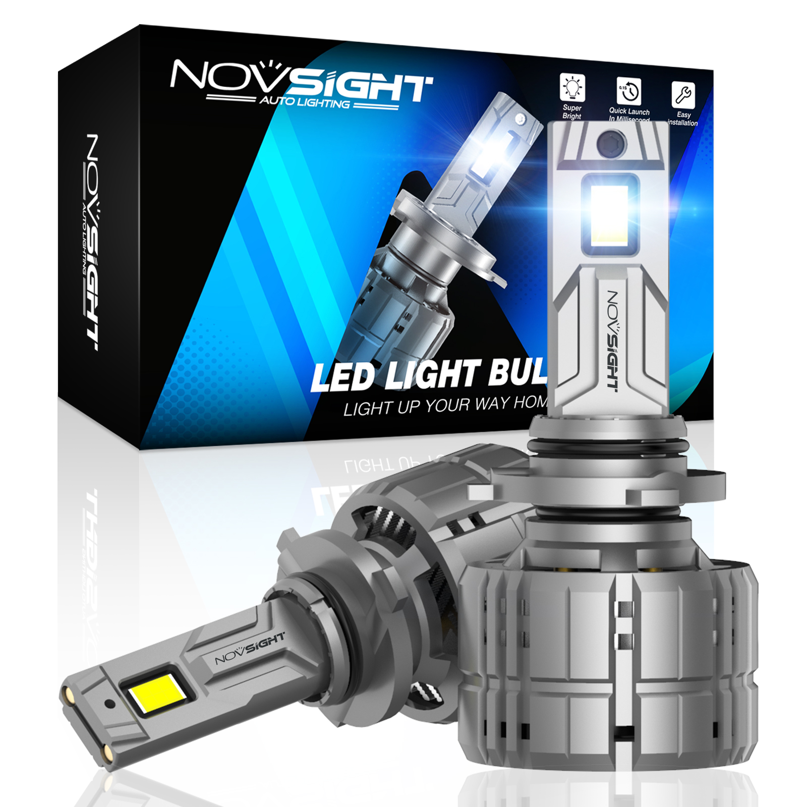 Novsight N60 LED headlight bulbs 200W 40000LM Auto Headlamp for Car white Color 6500k LED ...