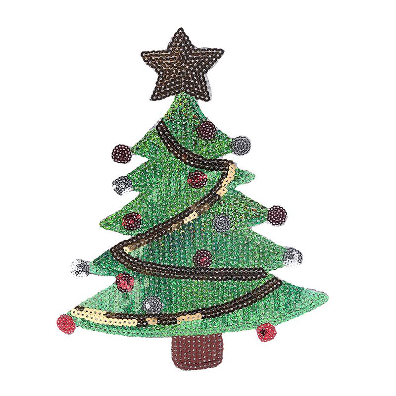 UG merry xmas sequins christmas tree cartoon happy diy applique iron on ...