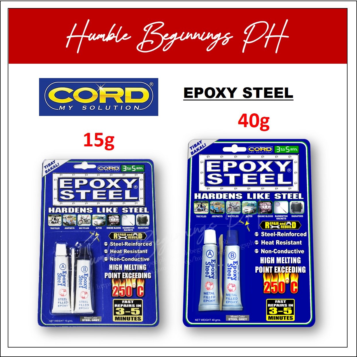 Cord Epoxy Steel A&B Steel Filled Adhesive 15g 40g | Lazada PH