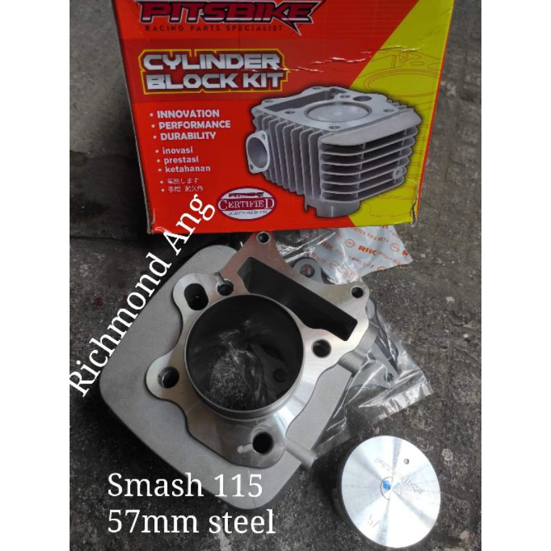 pitsbike 57mm steel borekit smash 115 block cylinder set cast flat ...