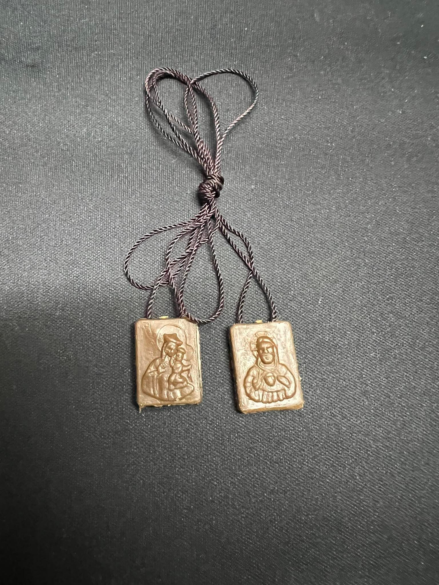 Devotional Scapular of Mt. Carmel (Plastic) with brown cloth inside ...