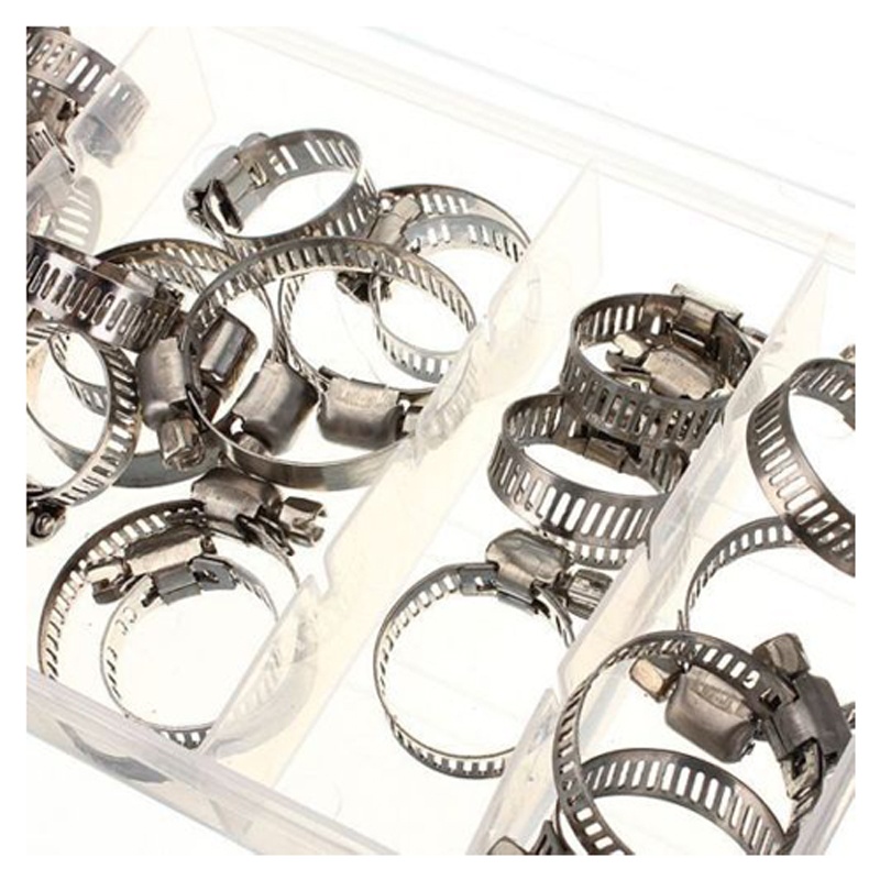 34pcs Assorted Stainless Steel Hose Clamp+Driver Jubilee Clip Style Set ...