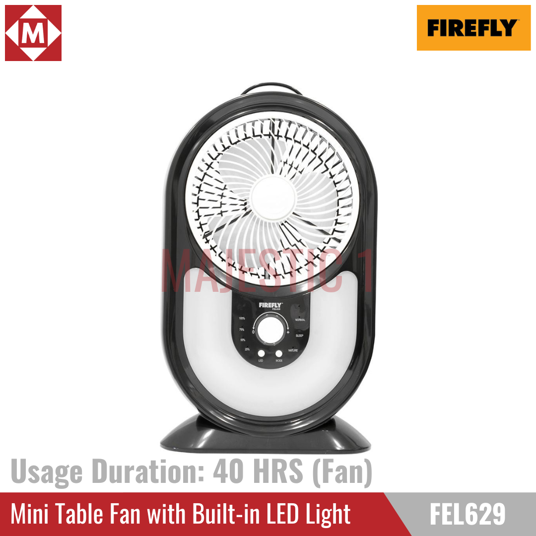 Firefly 7 inch Rechargeable Mini Table Fan with Built-in LED Emergency ...