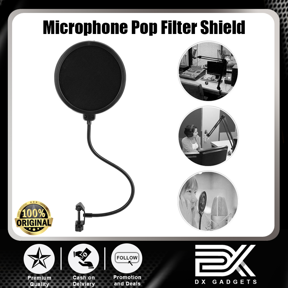 Professional Microphone Pop Filter Shield Dual Layered Wind Pop Screen ...