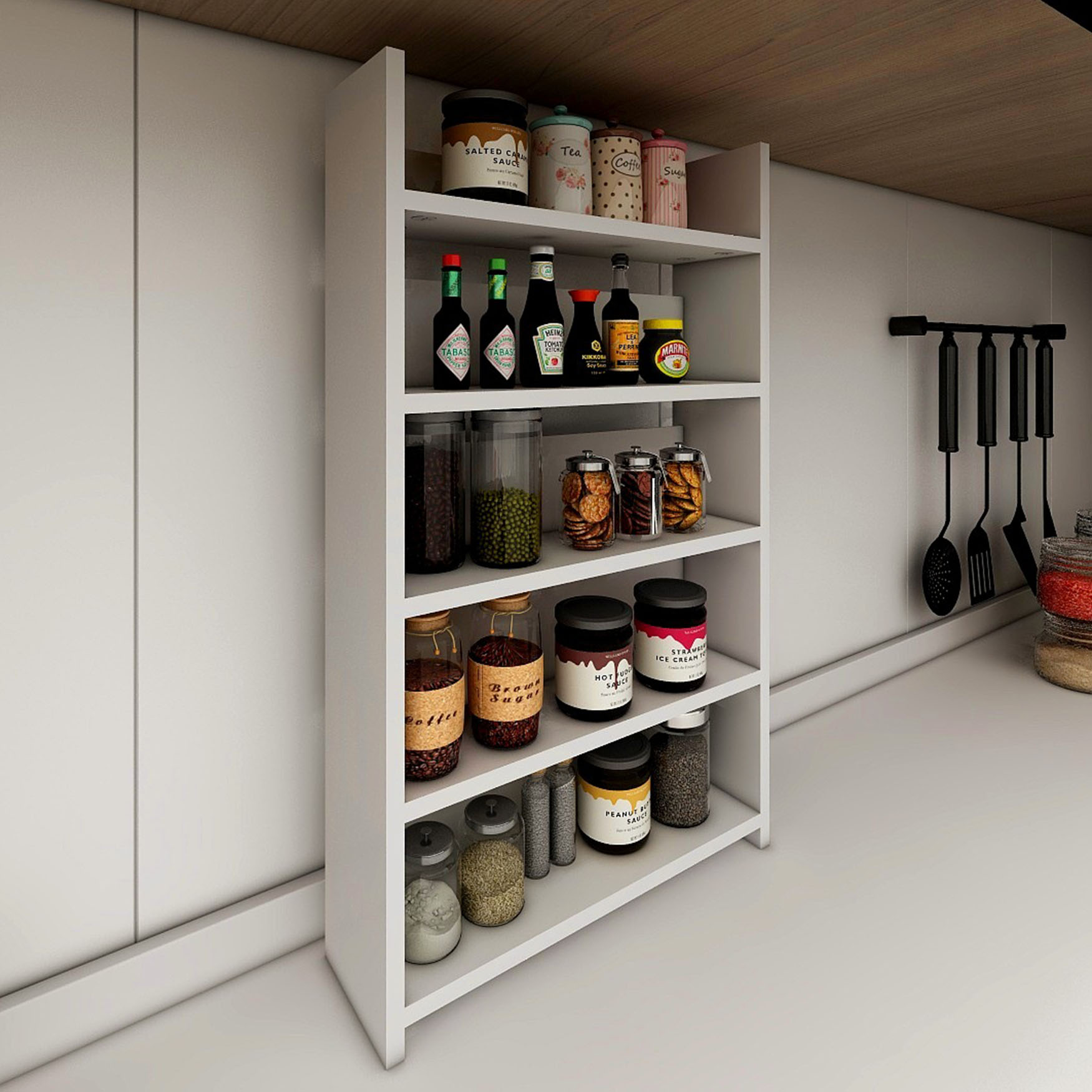 Winny Kitchen Shelf Wood Organizer Shelf Storage Display Space Saving ...