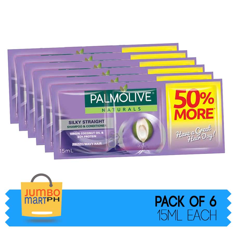 PALMOLIVE NATURALS SILKY STRAIGHT SHAMPOO & CONDITIONER 15ML / PACK OF ...