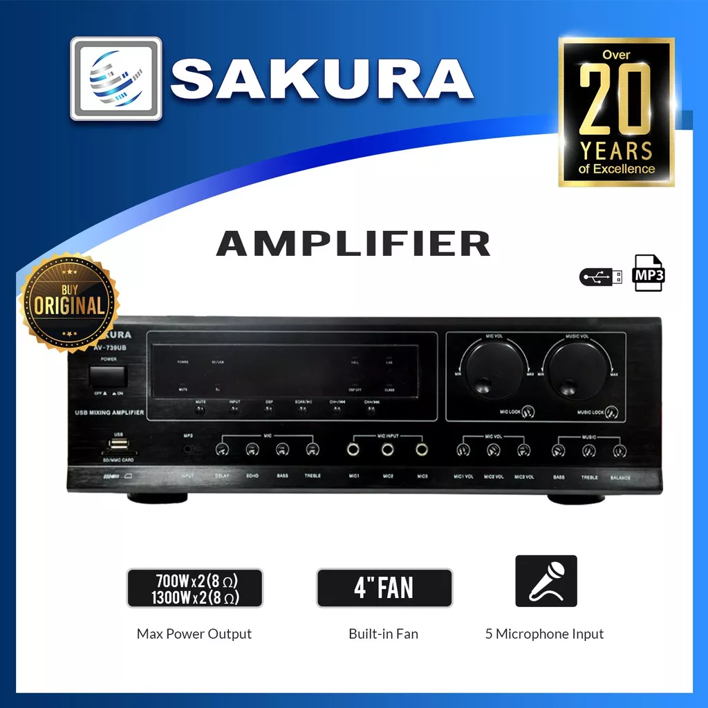 Sakura AV-739UB 750W X 2 Bluetooth Mixing Amplifier | Lazada PH