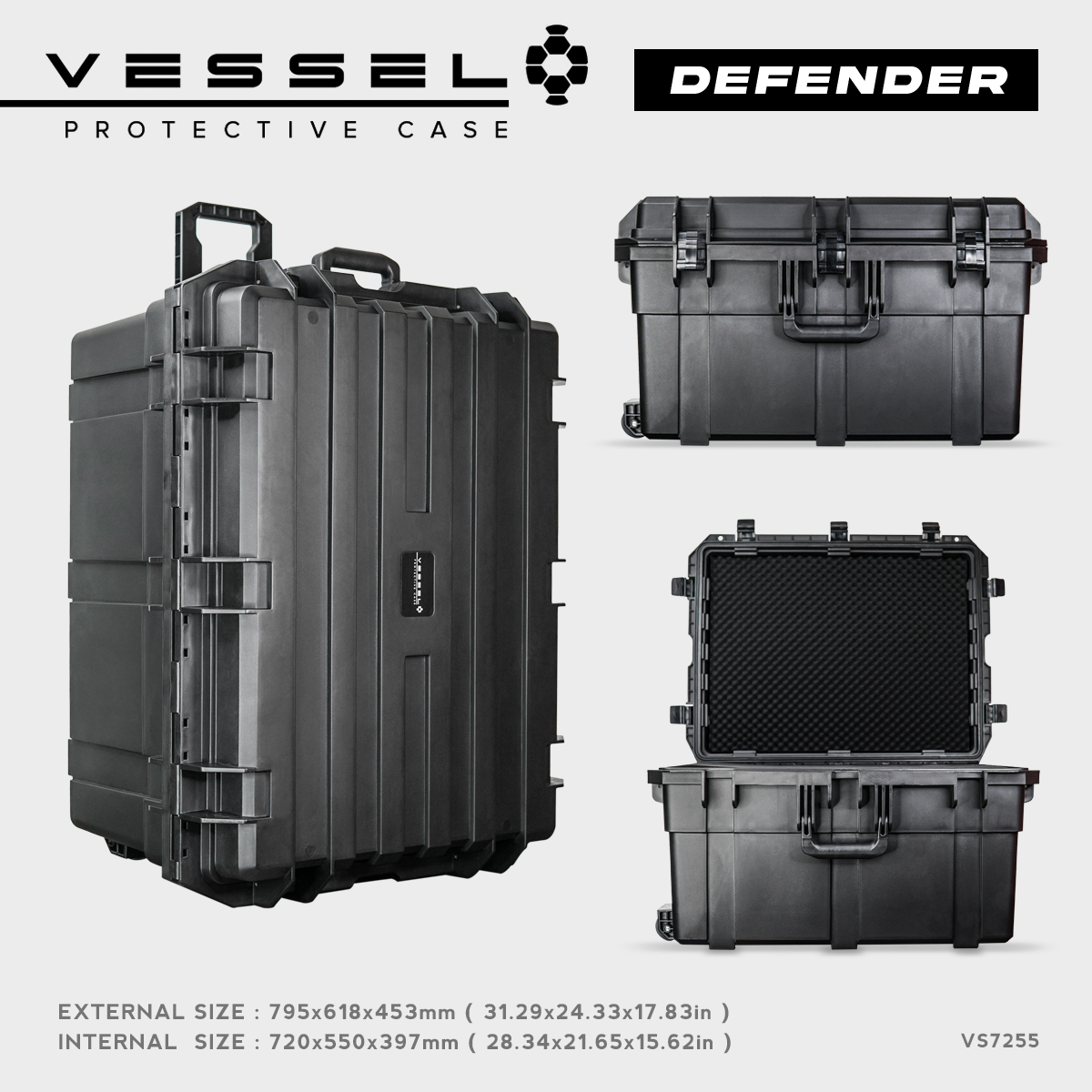 VESSEL DEFENDER VS7255 Portable Hard Case for Photography Equipment ...