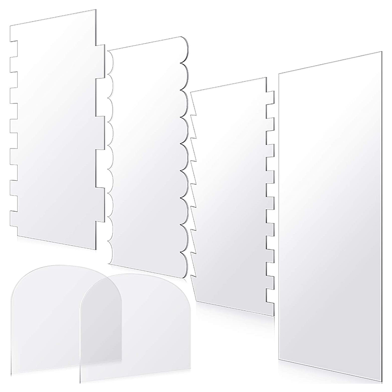 4 Pieces Clear Acrylic Icing Frosting Buttercream Large Cake Smoother ...