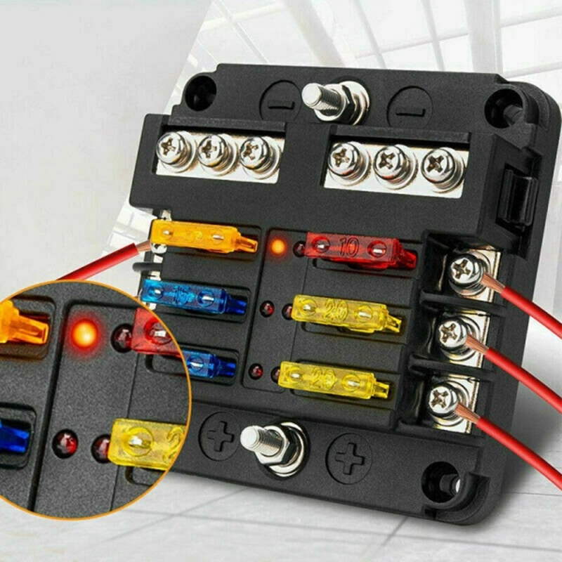 6-Way Waterproof Fuse Block,with LED Indicator 12 Circuits with ...