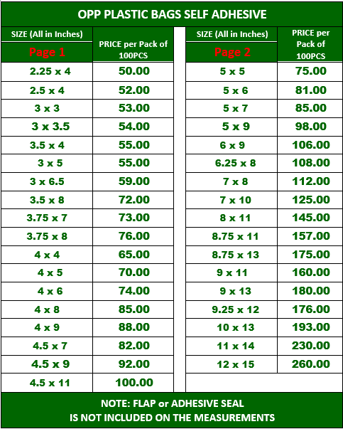 100pcs Per Pack OPP Plastic with Adhesive Clear/Transparent Packaging ...