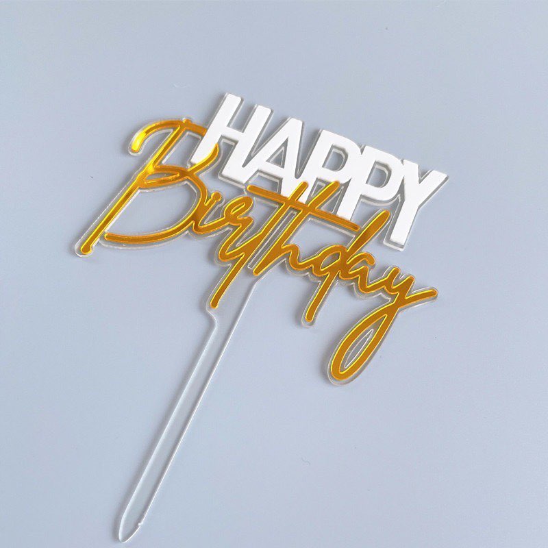 aesthetic happy birthday topper hbd topper cake topper acrylic topper ...