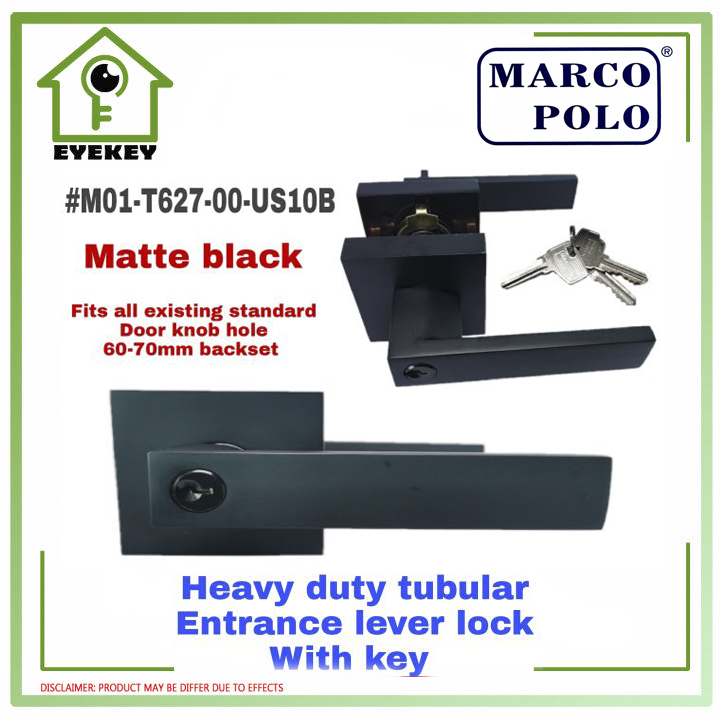 MARCO POLO HEAVY DUTY ENTRANCE LEVER LOCK LOCKSET MATTE BLACK SQUARE ...